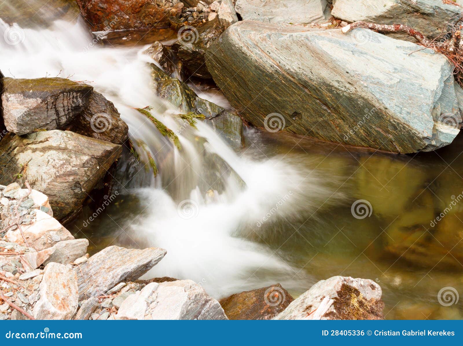 Beautiful Cascade through Mountain Rocks Stock Photo - Image of motion ...