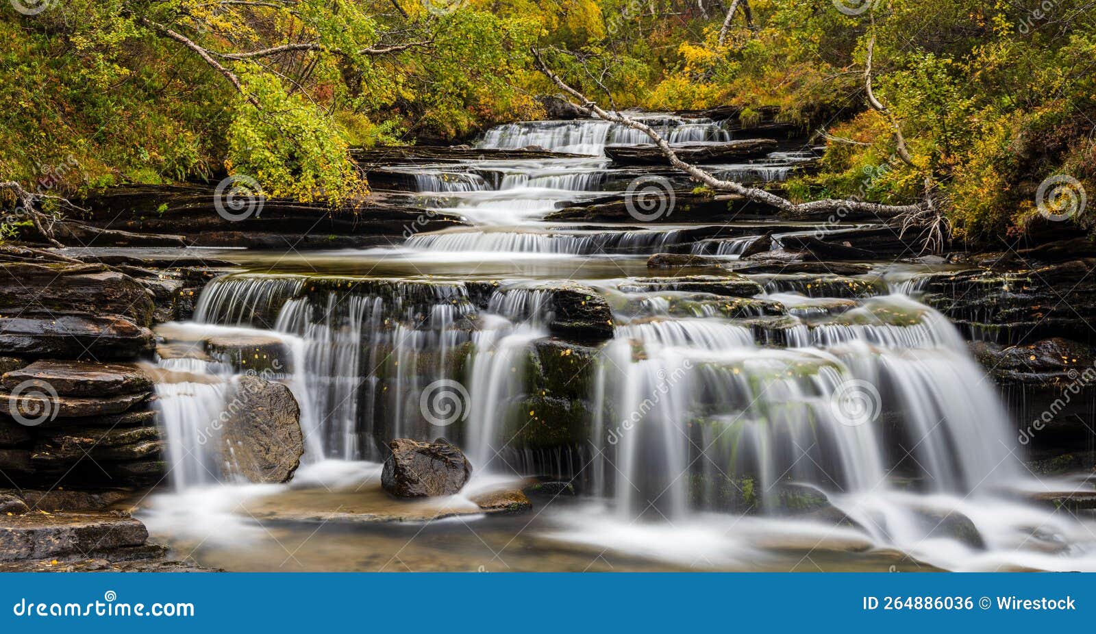 Beautiful Cascading Rocky Waterfall in a Forest in Sweden Stock Photo ...