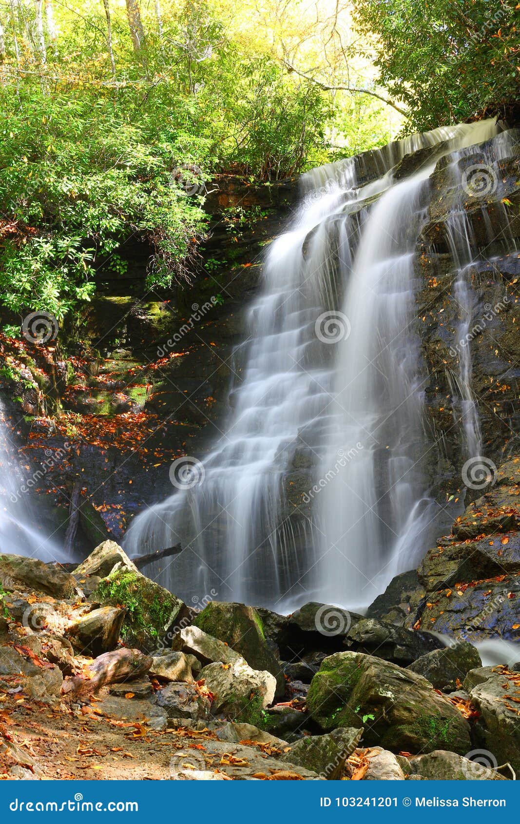 Beautiful Cascading Waterfalls Stock Image - Image of leaves, mountains ...
