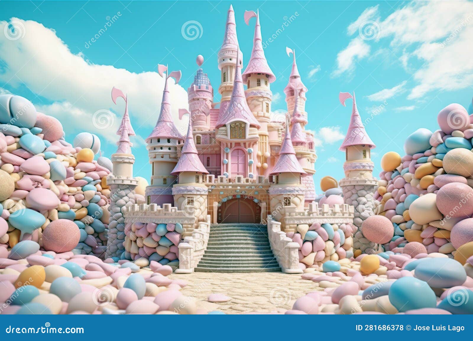 Beautiful Castle Made with Marshmallows, of Different Colors Stock ...
