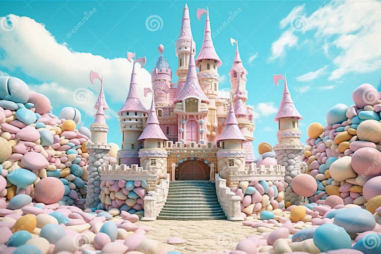 Beautiful Castle Made with Marshmallows, of Different Colors Stock ...