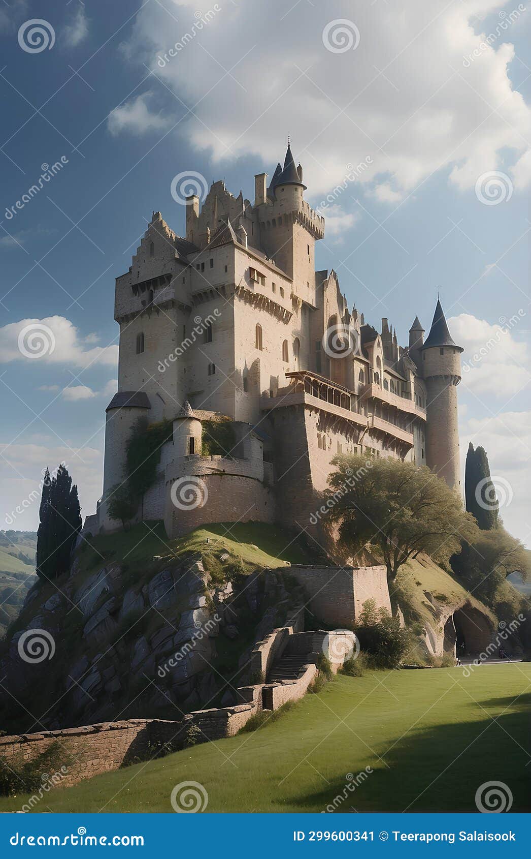 A Beautiful Castle with Beautiful Nature Background Stock Illustration ...