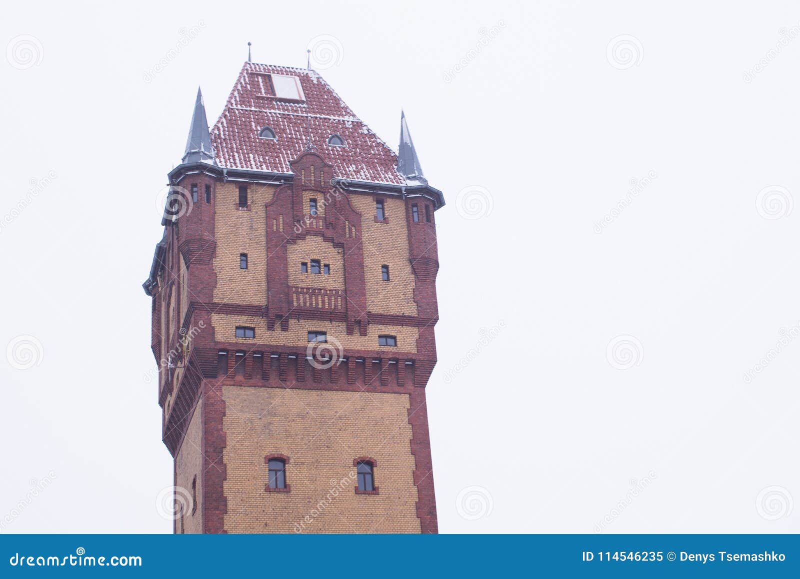 Beautiful Castle Tower with Windows Isolated on White. Stock Image ...