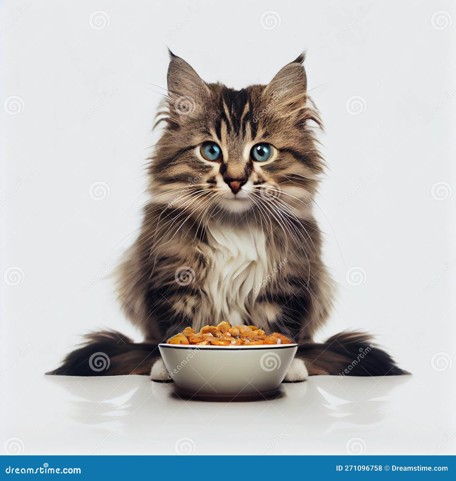 Beautiful Cat Eating on White Background Stock Illustration ...