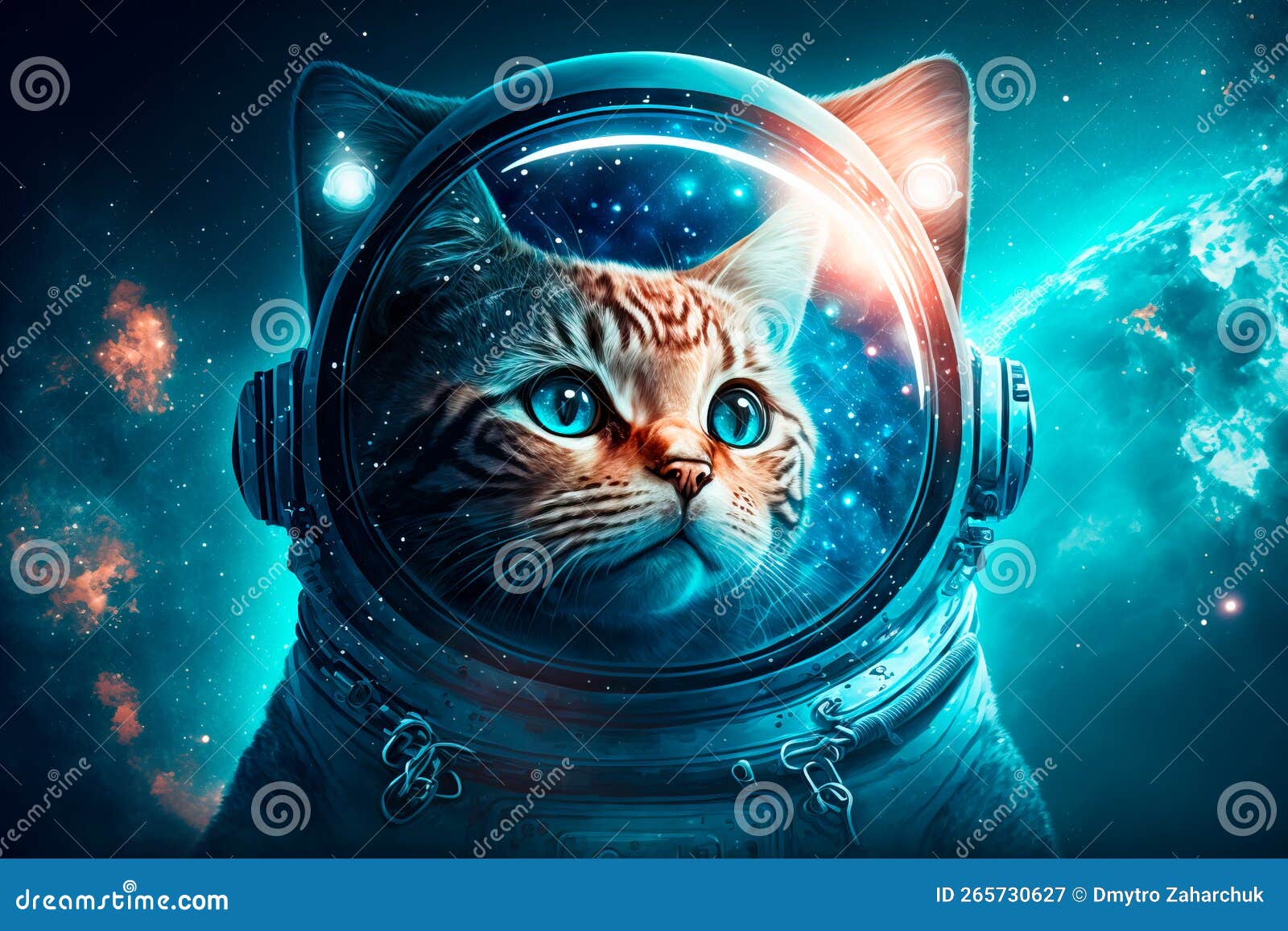 Beautiful Cat in Outer Space.First Trip To Space Stock Illustration ...