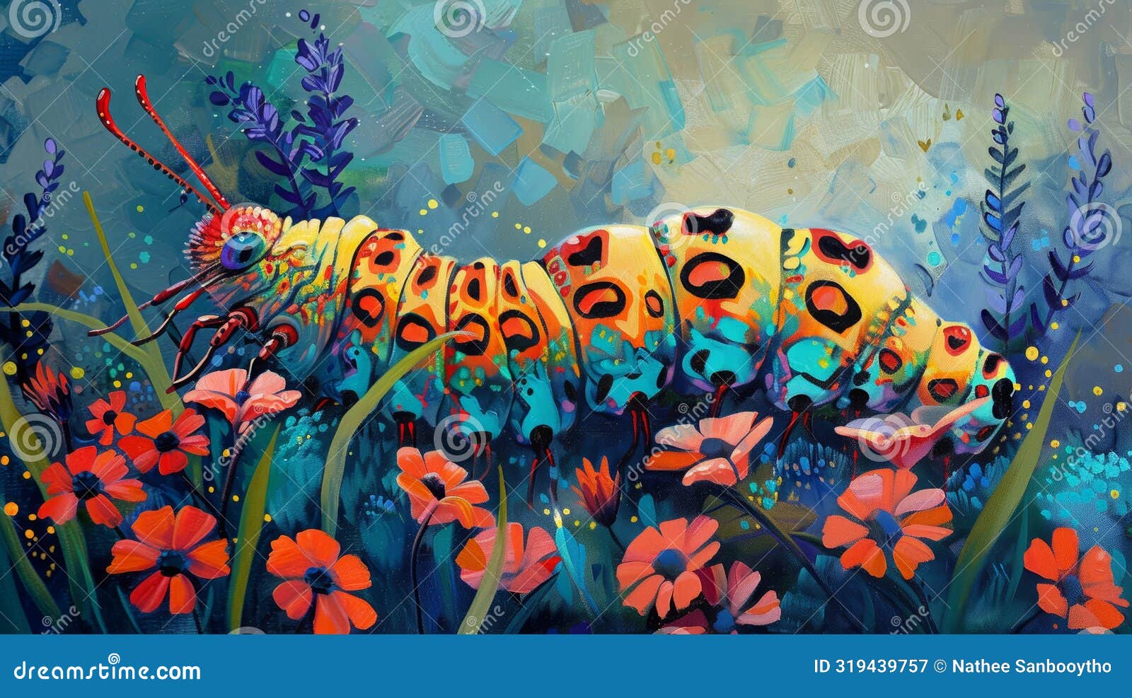 A Beautiful Caterpillar Painting Stock Illustration - Illustration of ...