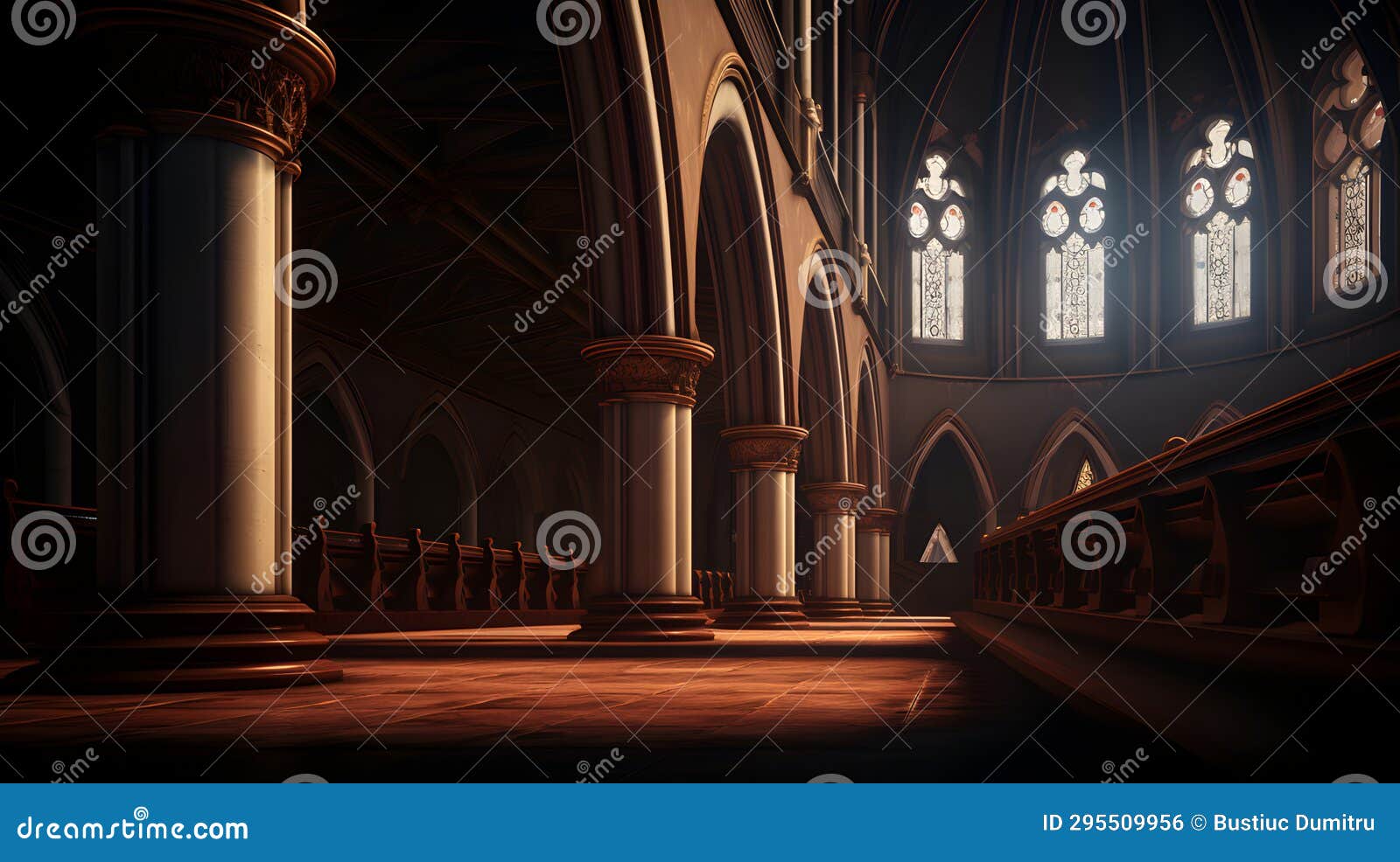 Beautiful Catholic Church Interior View. Stock Photo - Image of ...