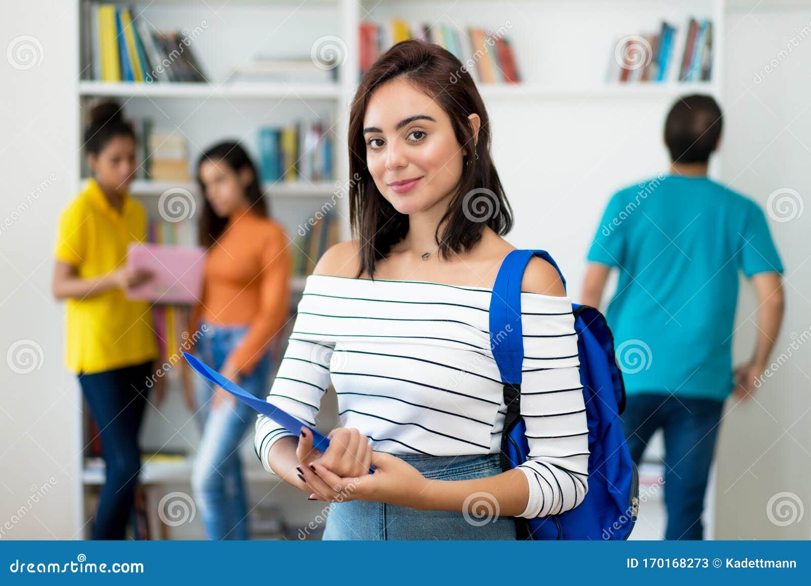 Beautiful Caucasian Female Student with Group of Students Stock Image ...