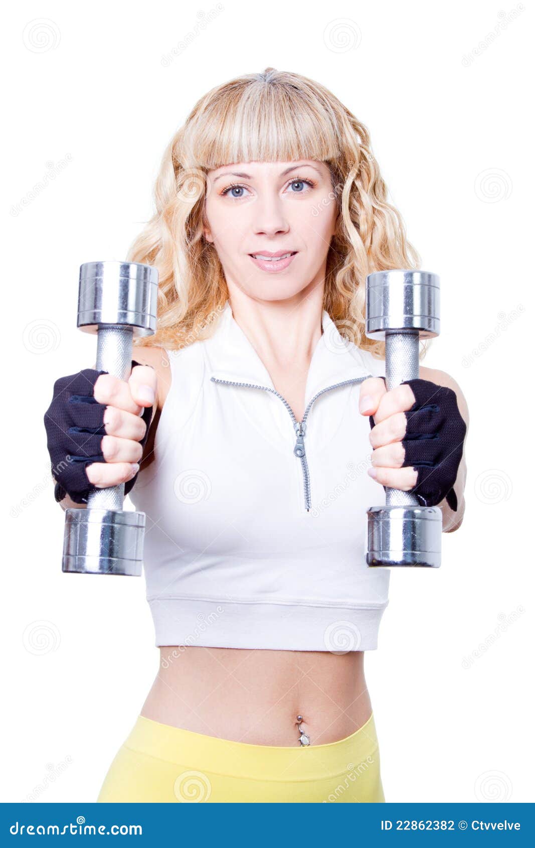 Beautiful Caucasian Woman Lifting Weights Stock Photo - Image of ...