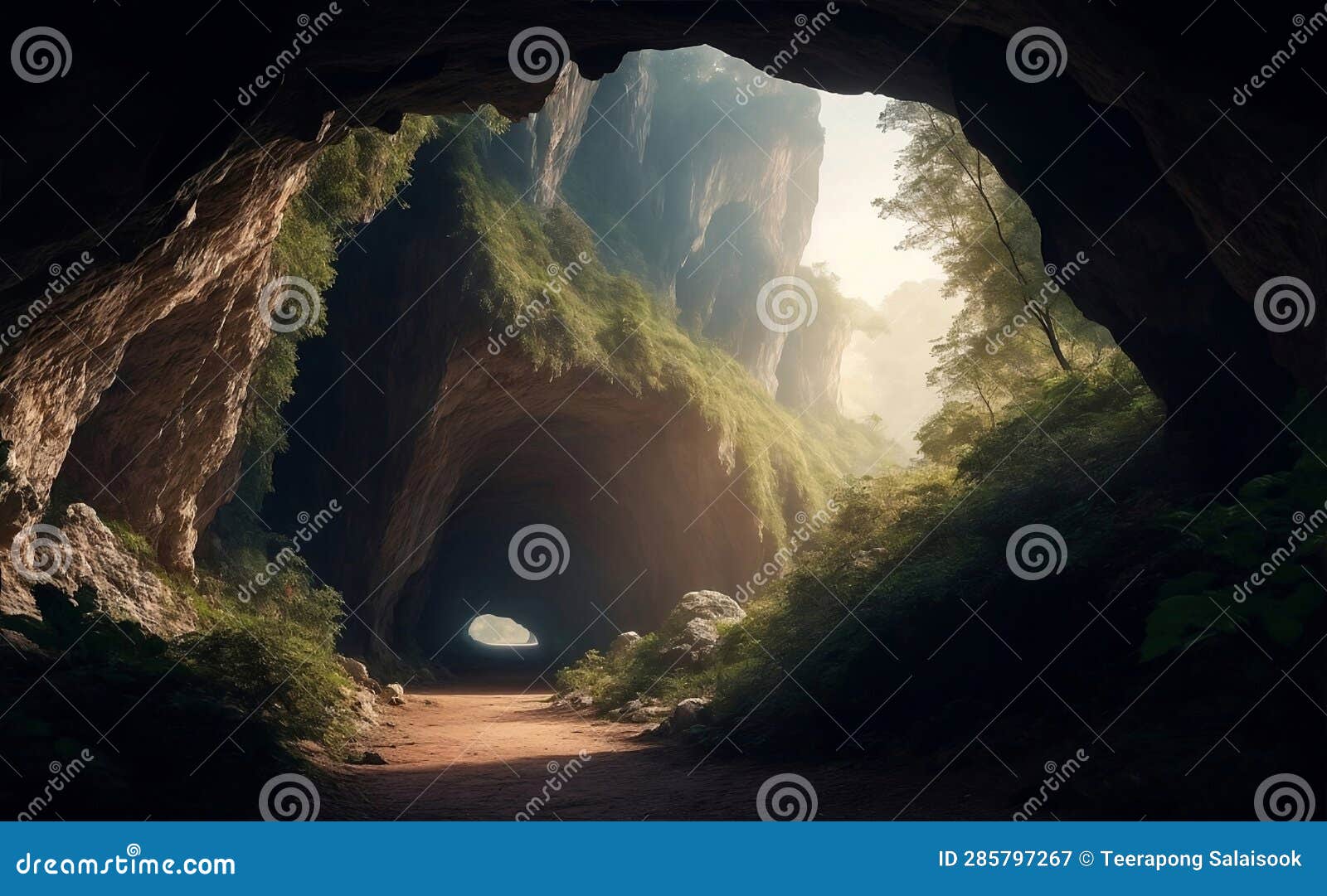 A Beautiful Cave in Nature, Generative AI Illustration Stock ...