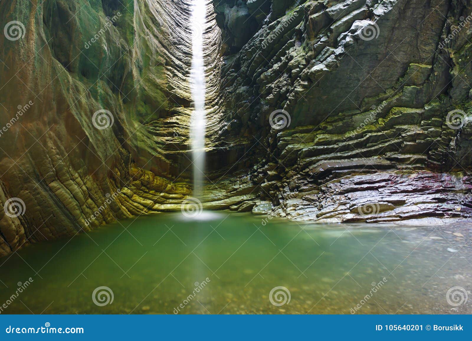 Beautiful Cave with Pouring Beautiful Waterfall Stock Image - Image of ...