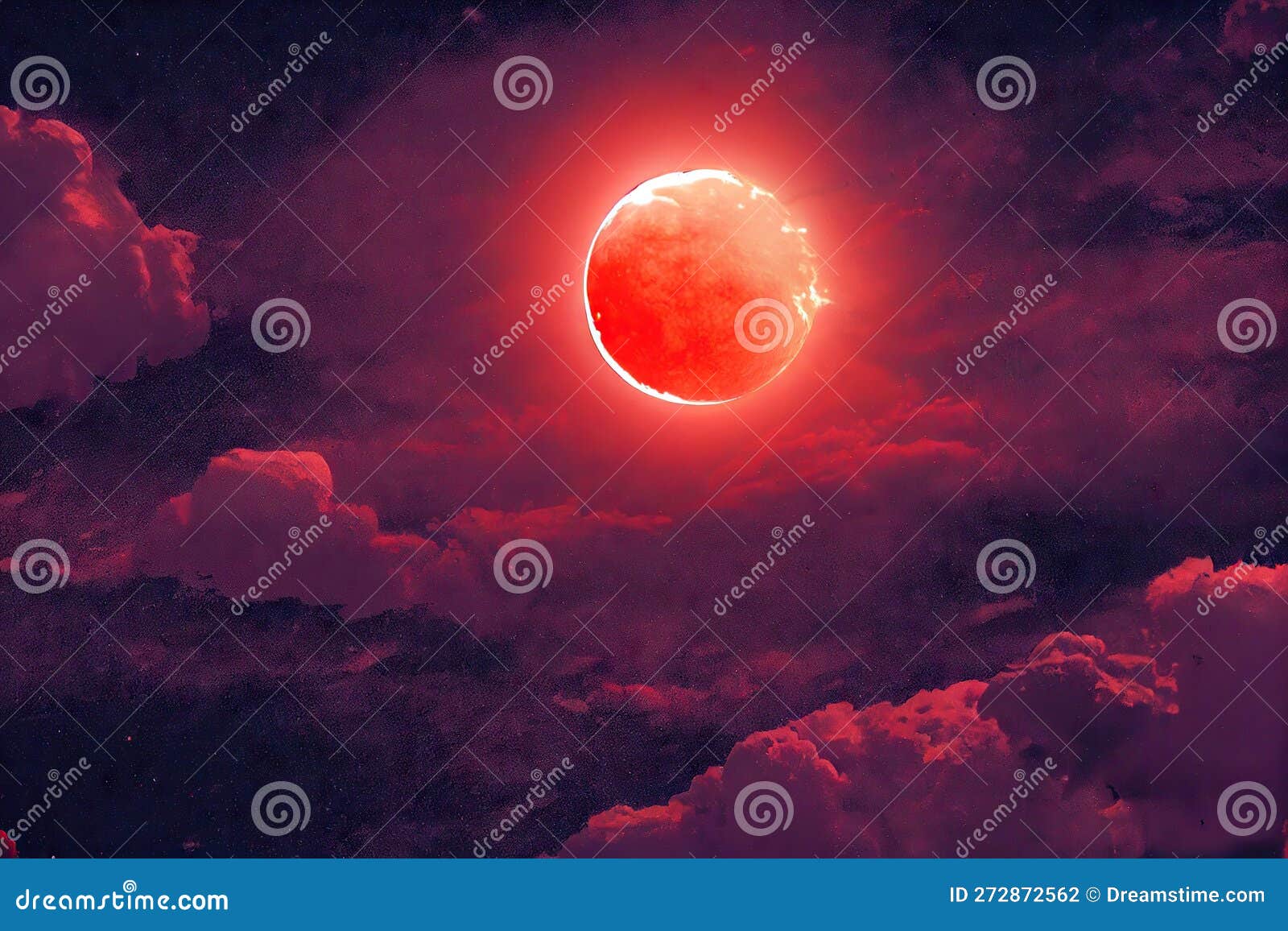 Beautiful Celestial Landscape with Clouds and Total Solar Eclipse Stock ...