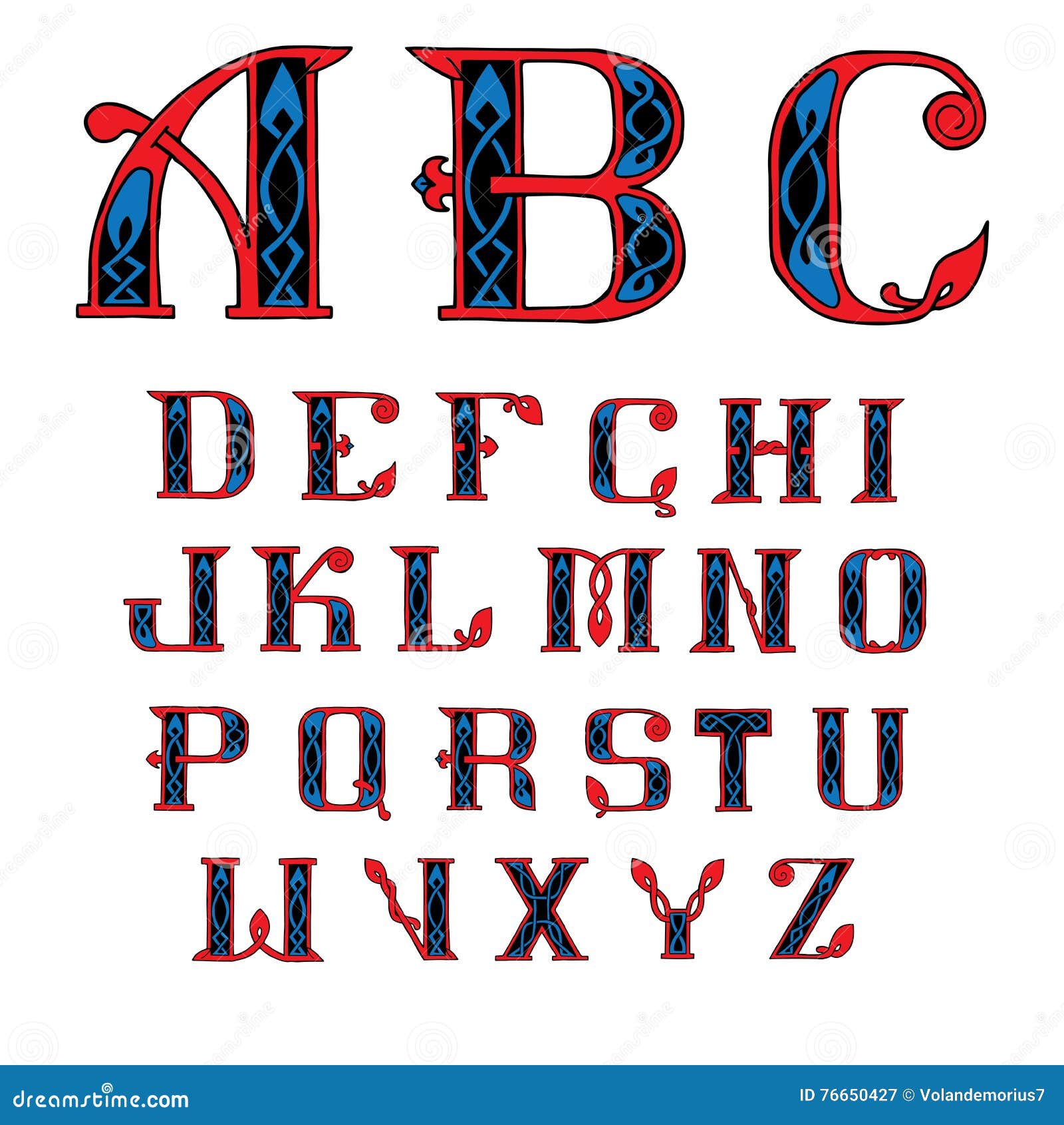 Beautiful Celtic Font with Patterns Stock Vector - Illustration of ...