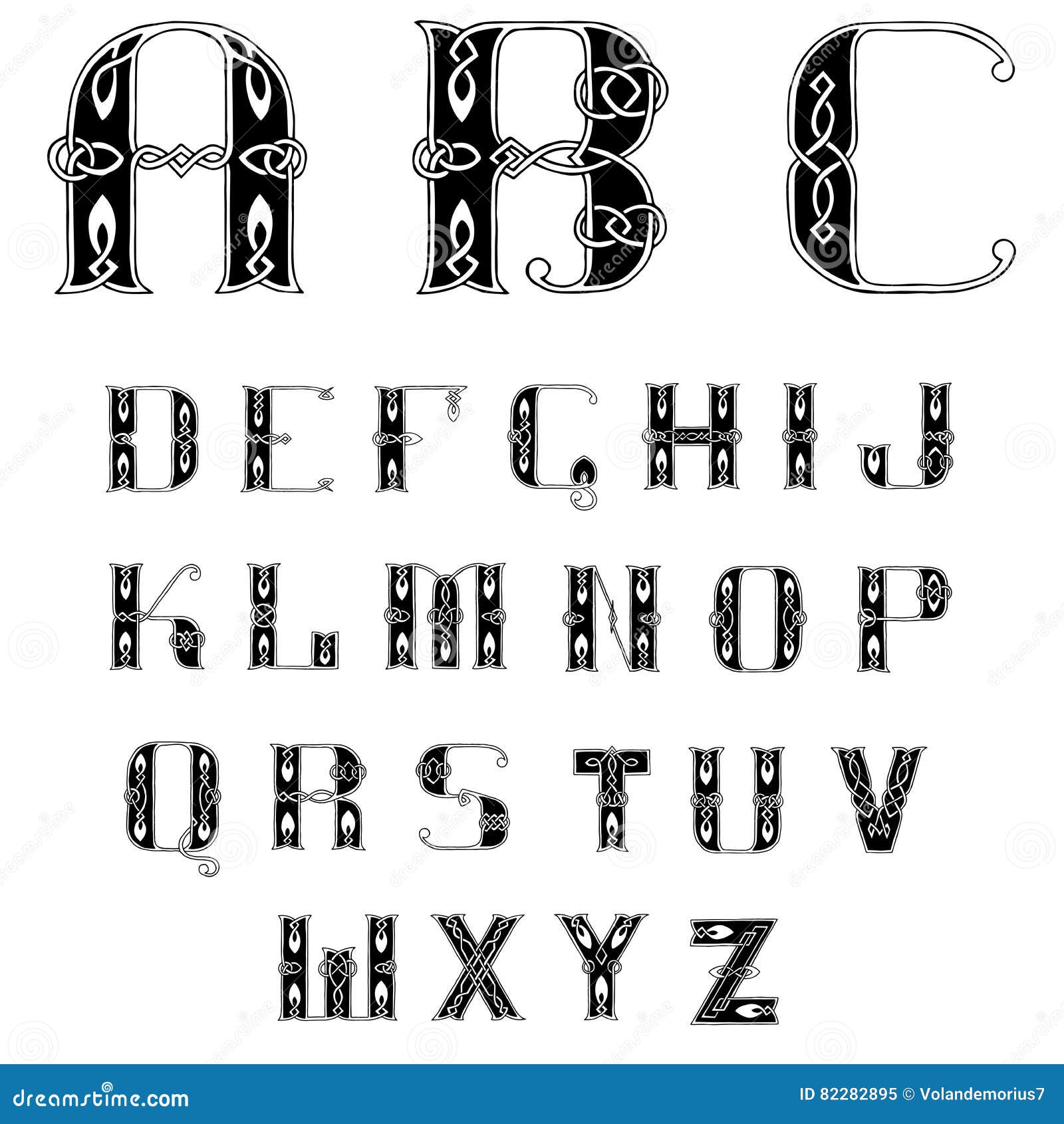 Beautiful Celtic Font with Patterns Stock Illustration - Illustration ...