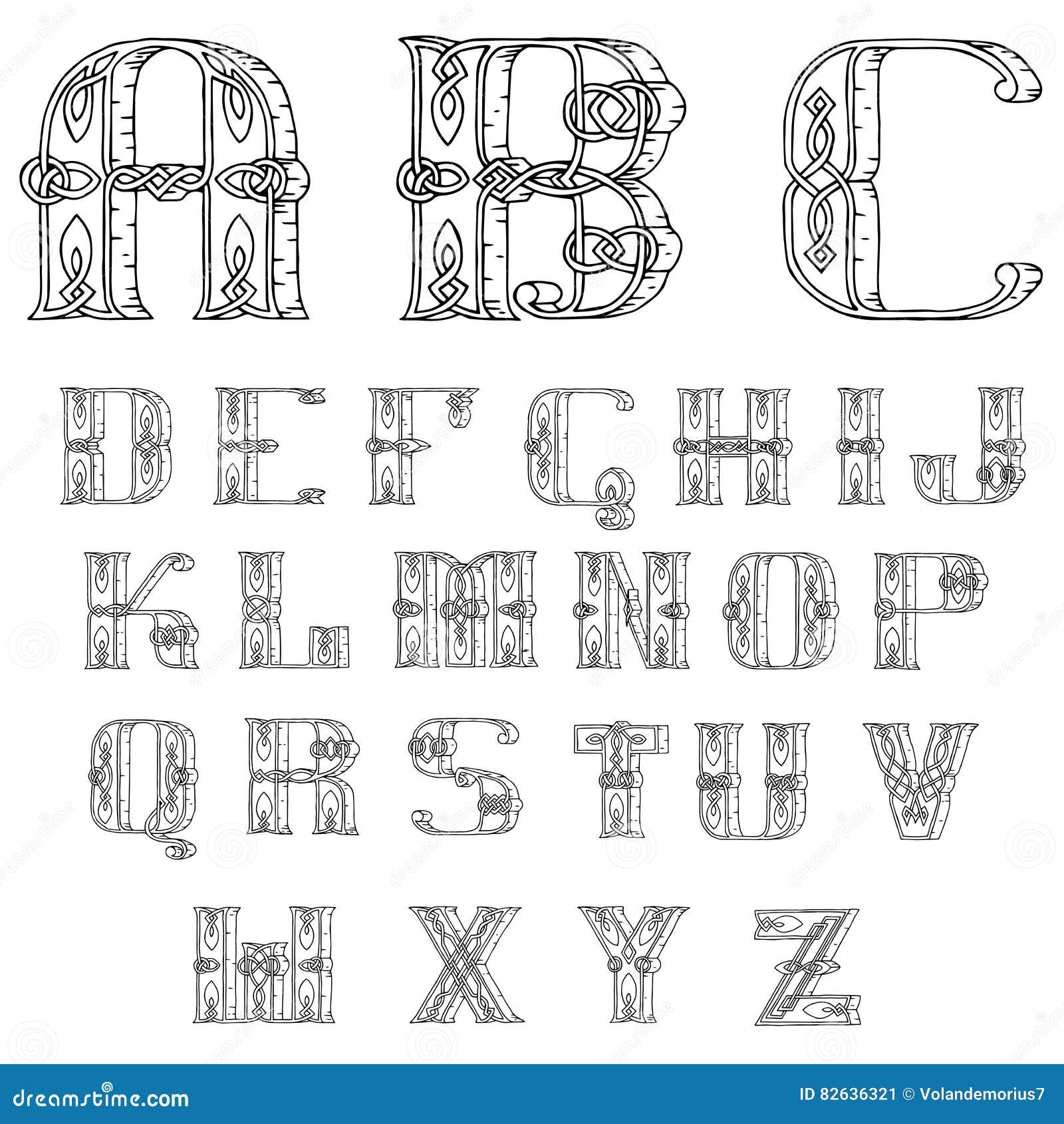 Beautiful Celtic Font with Patterns Stock Illustration - Illustration ...