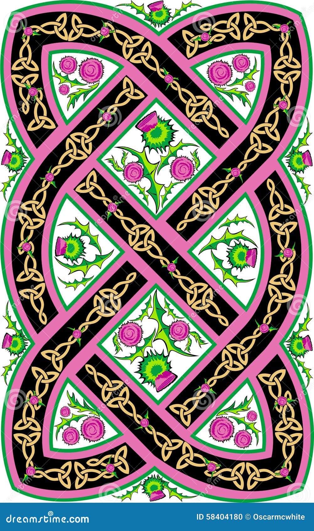 Beautiful Celtic Pattern with Flowers Thistle Stock Vector ...