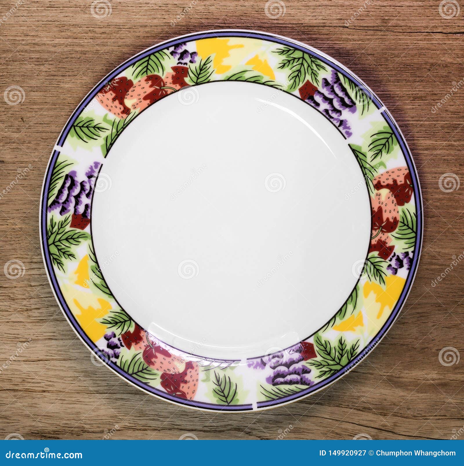 Beautiful Ceramic Dish on Wooden Table Background. Design Plate in ...