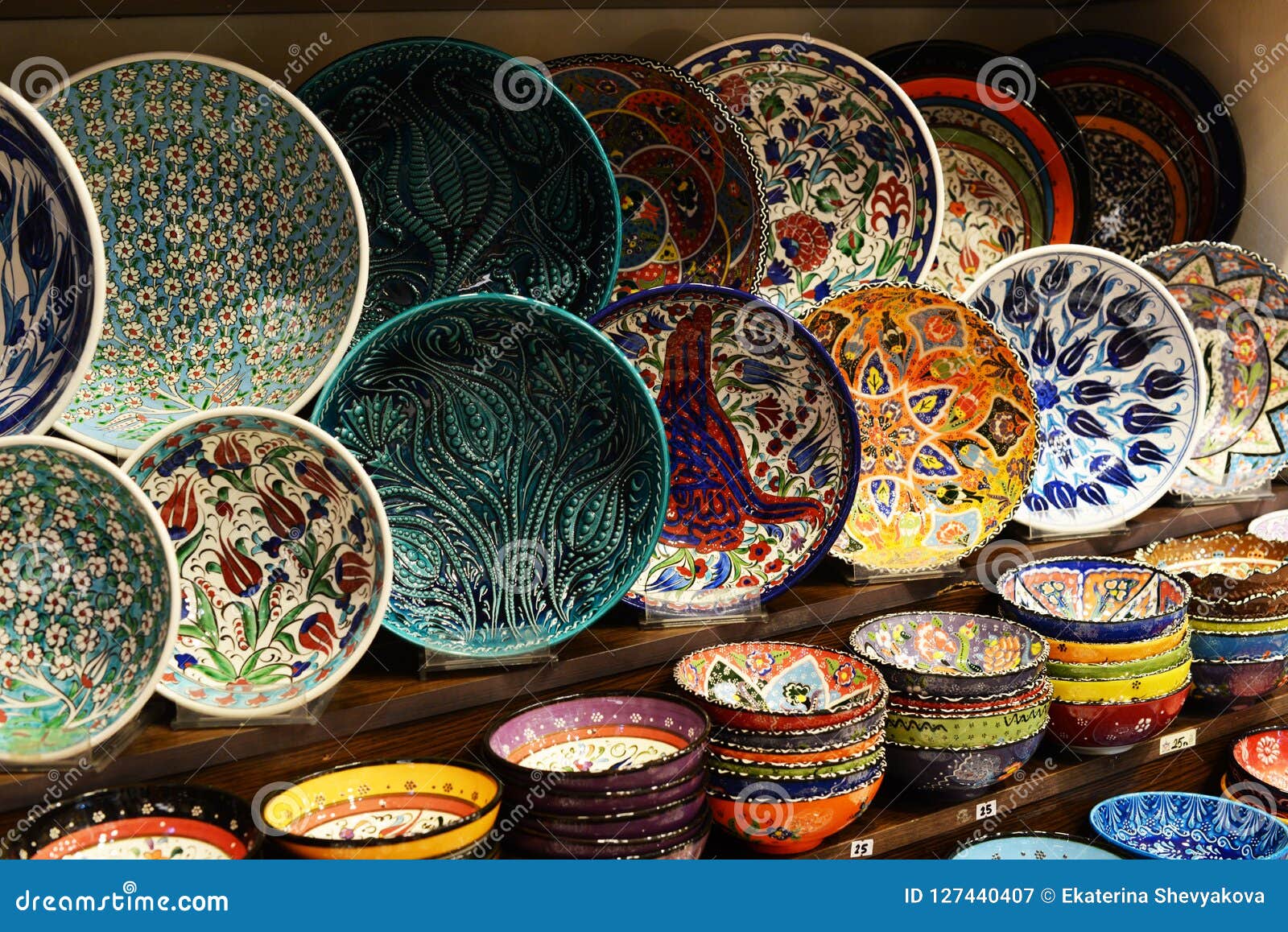 Beautiful Ceramic Tableware Plates with a Ornament Pattern Set H Stock ...