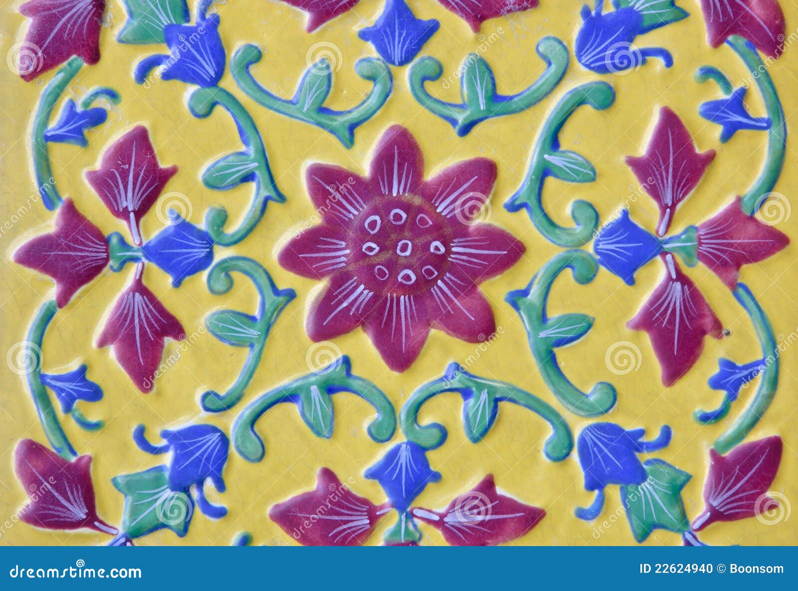 Beautiful Ceramic in Thai Floral Style Stock Photo - Image of tourist ...