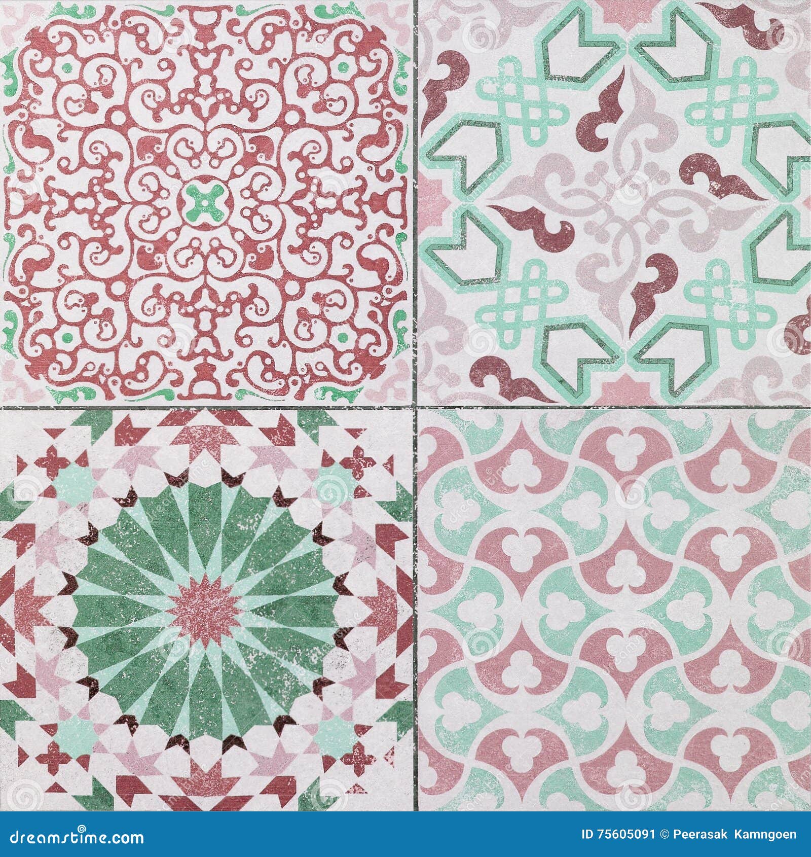 Beautiful Ceramic Tiles Patterns in the Park Public Stock Image - Image ...