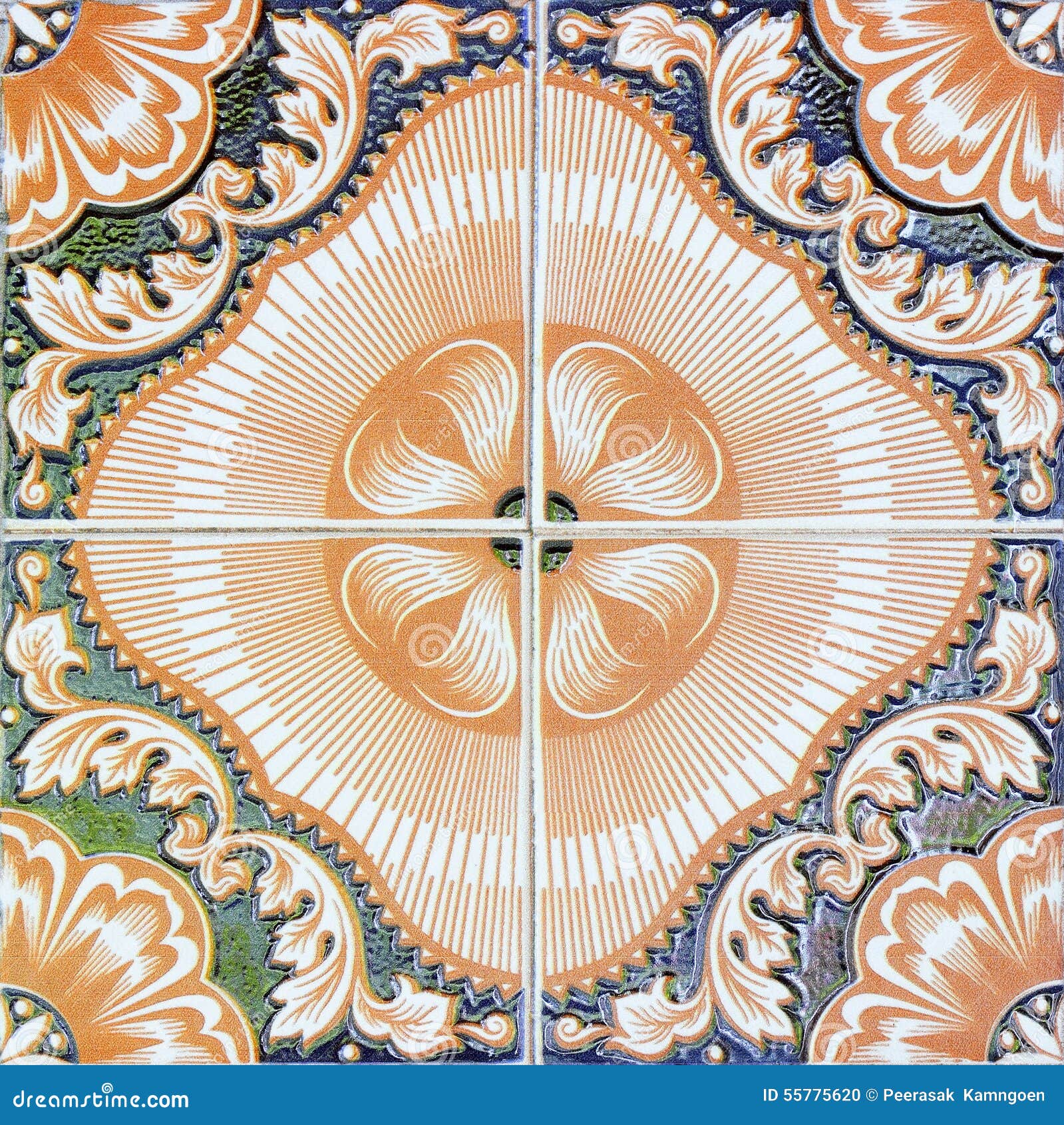 Beautiful Ceramic Tiles Patterns in the Park Public. Stock Illustration ...