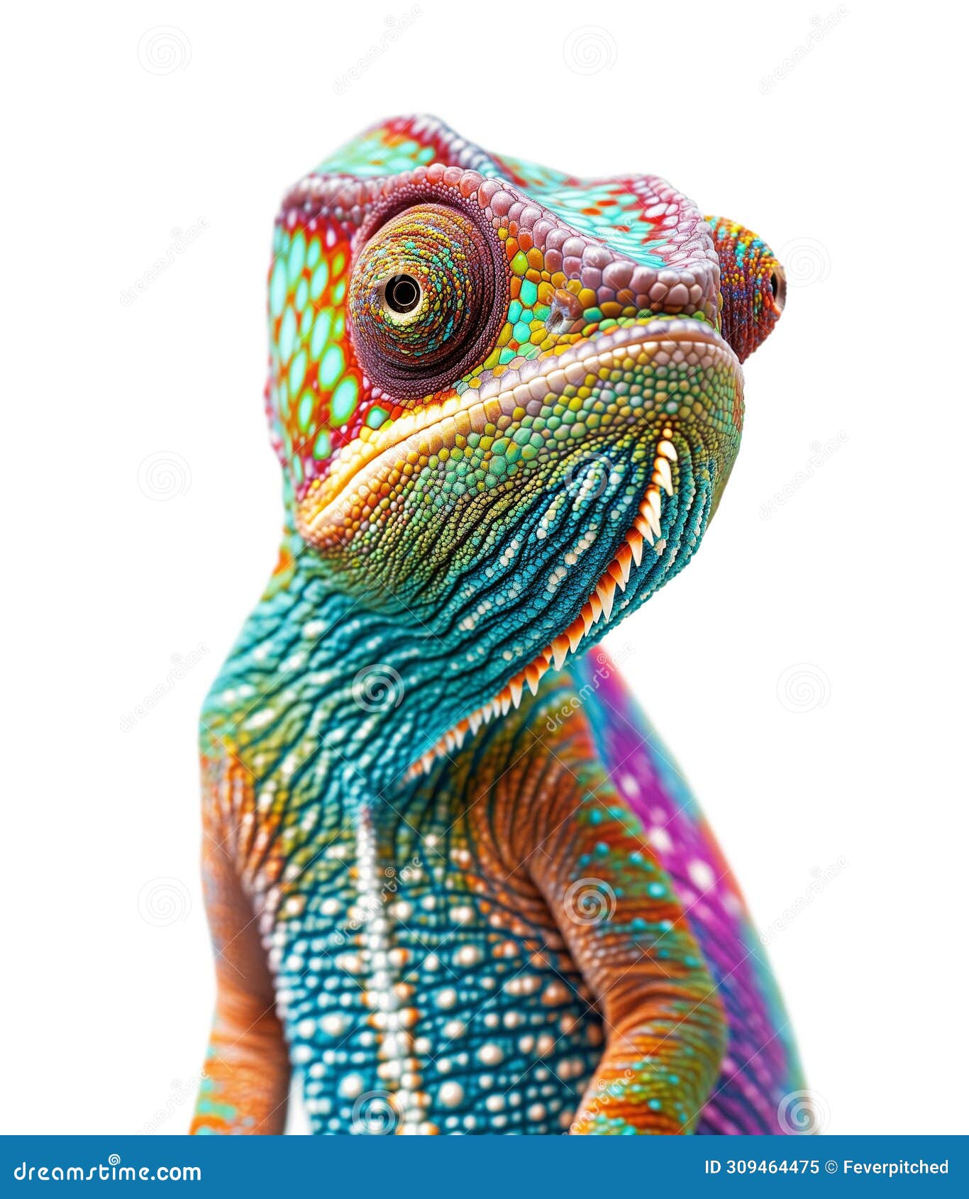 Multi Colored Chameleon Isolated on a White Background Stock ...