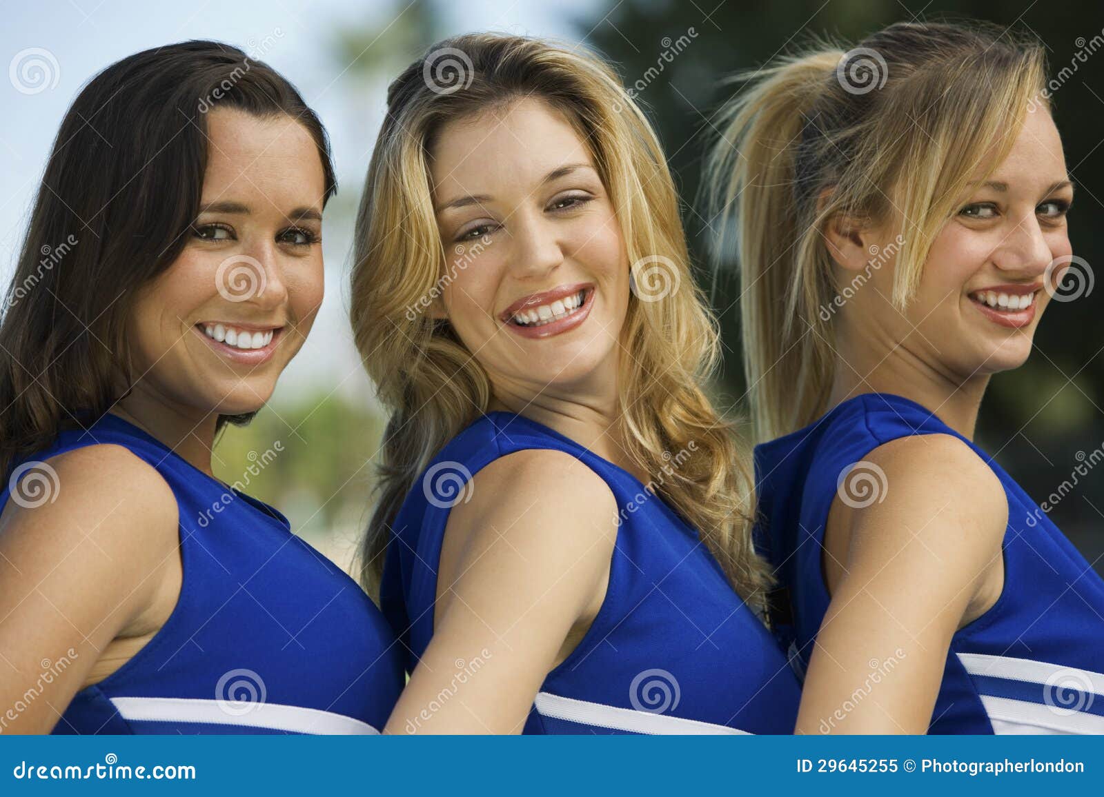 Beautiful Cheerleaders Smiling Stock Image - Image of costume, portrait ...