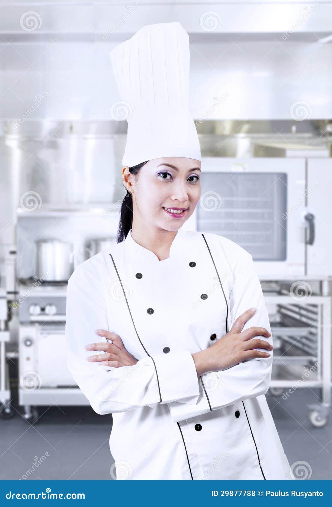 Beautiful chef on kitchen stock photo. Image of beauty - 29877788