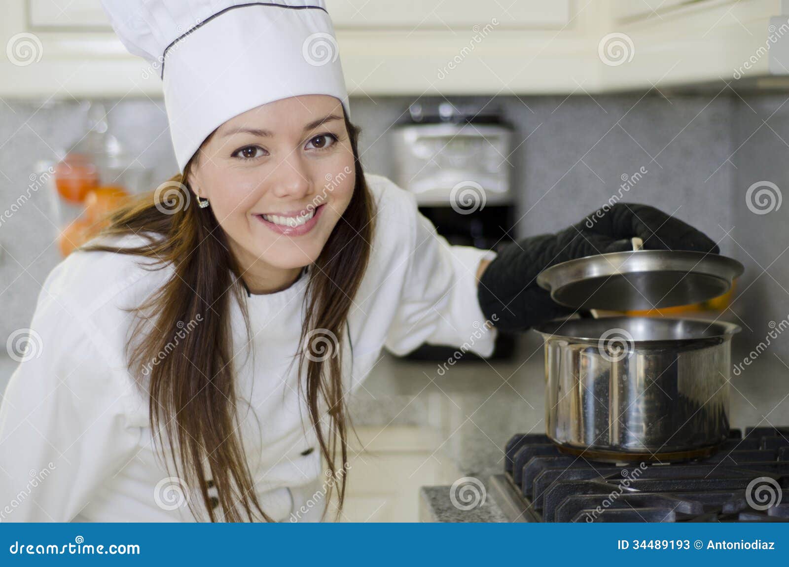 Beautiful Chef Making a Soup Stock Image - Image of happy, coat: 34489193