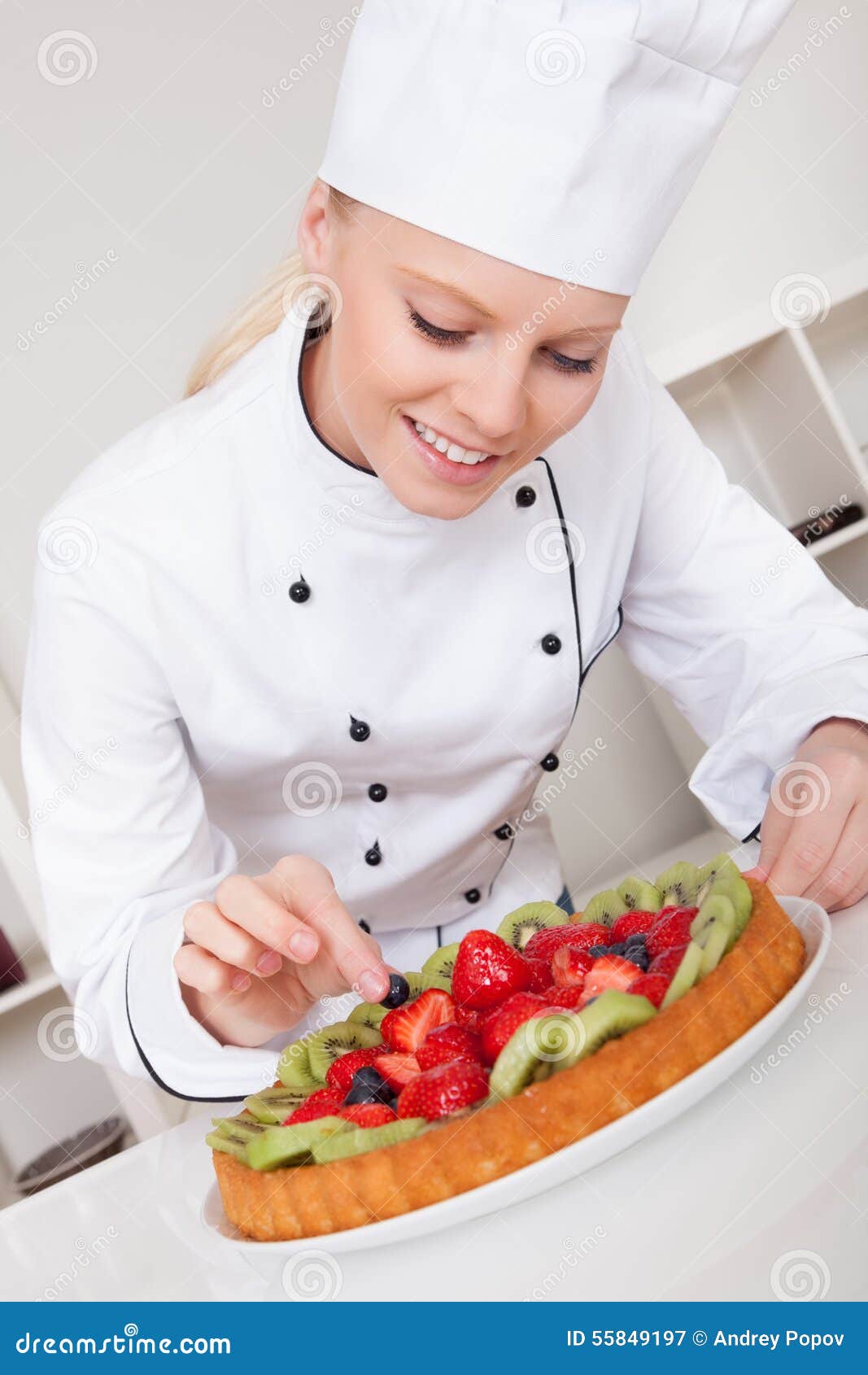 Beautiful Chef Woman Making Cake Stock Image - Image of cute, dinner ...