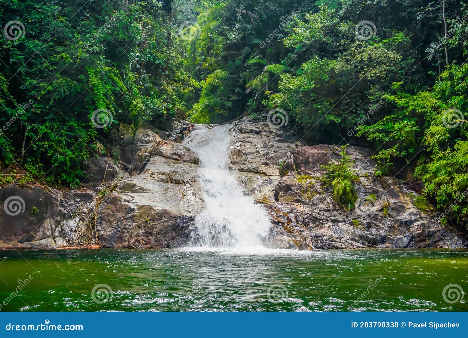 Beautiful Chemerong Waterfall in the Jungle in Malaysia Stock Photo ...