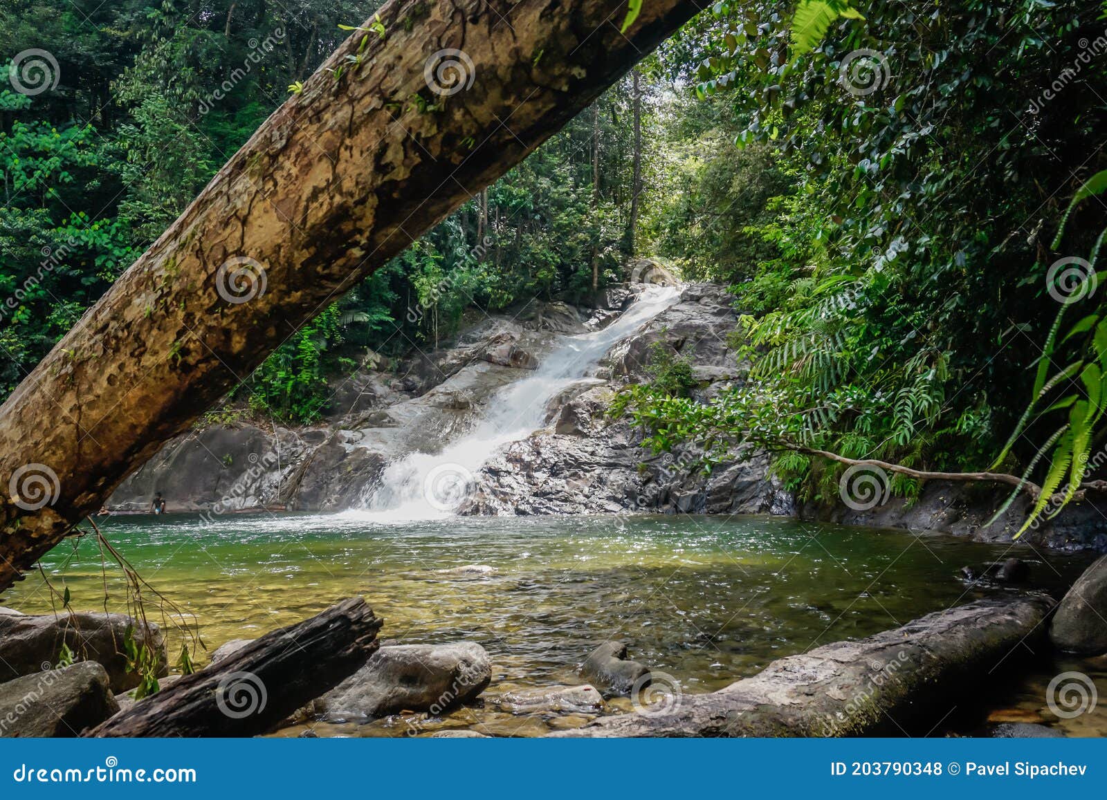 Beautiful Chemerong Waterfall in the Jungle in Malaysia Stock Photo ...