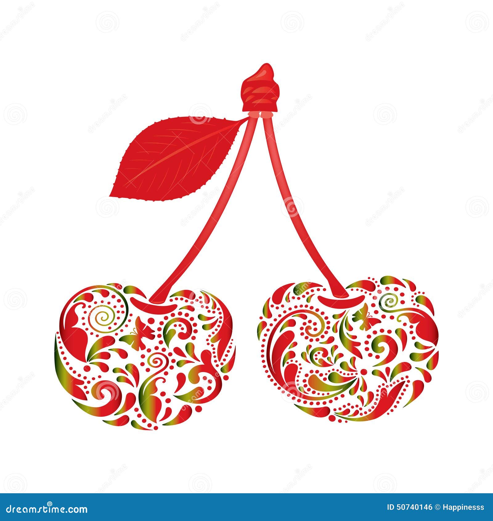 Beautiful cherry. stock vector. Illustration of cherry - 50740146