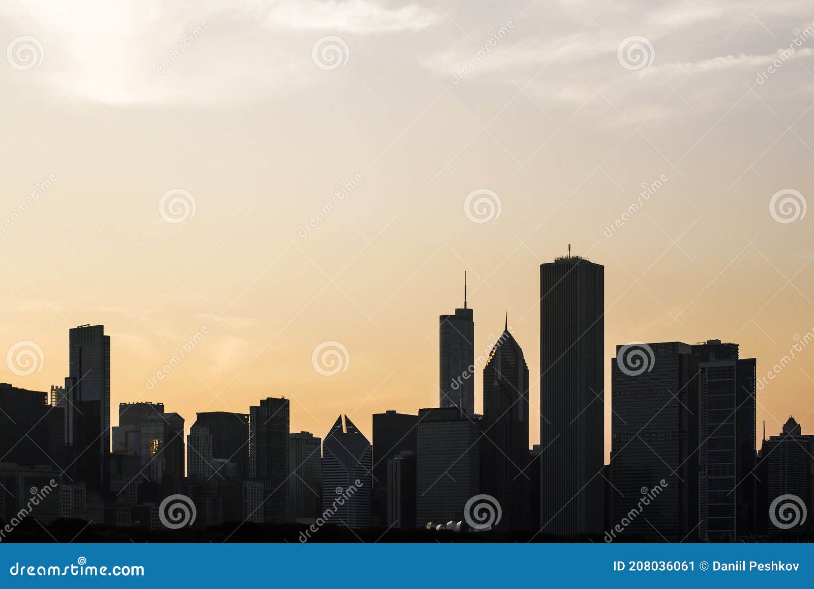 Beautiful Chicago Skyline at Sunrise Stock Image - Image of city ...