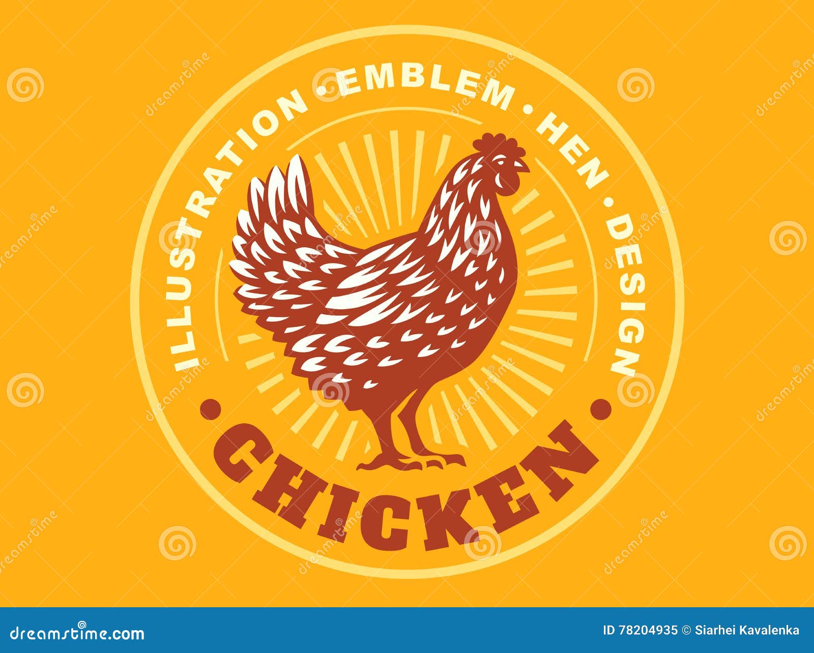 Beautiful Chicken Emblem on Yellow Background Stock Vector ...