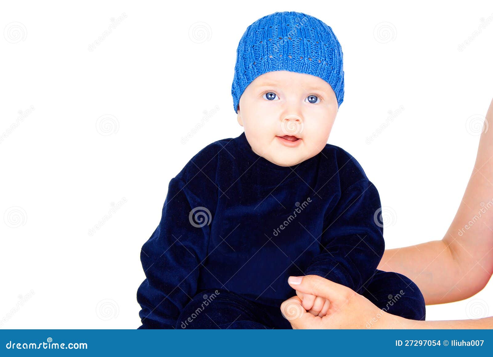 Beautiful Child in a Blue Cap Stock Photo - Image of diaper, dressed ...