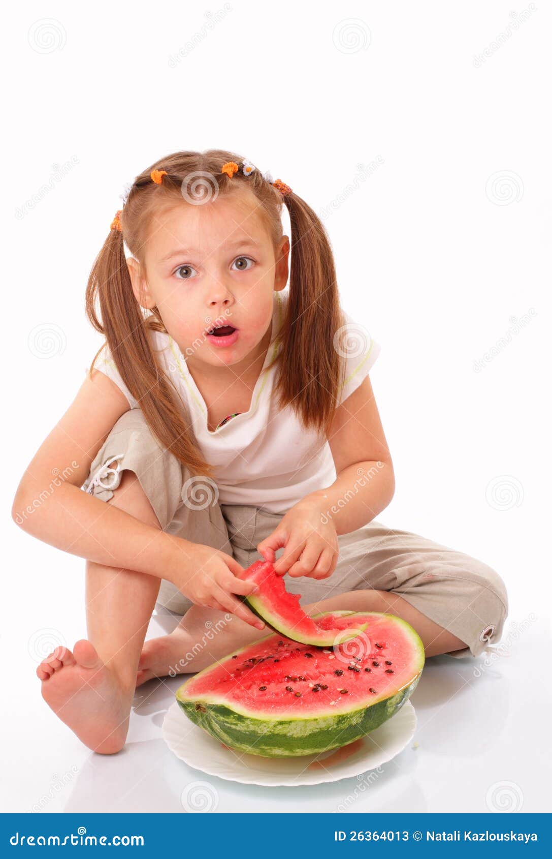 Beautiful Child Eating Watermelon Stock Image - Image of appetizing ...