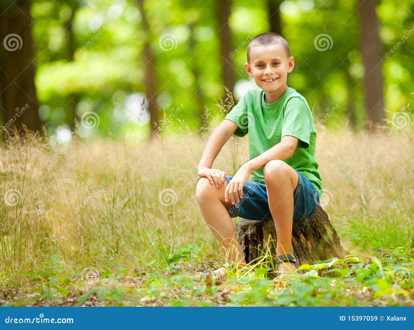 Beautiful Child in the Forest Stock Image - Image of handsome, cheerful ...