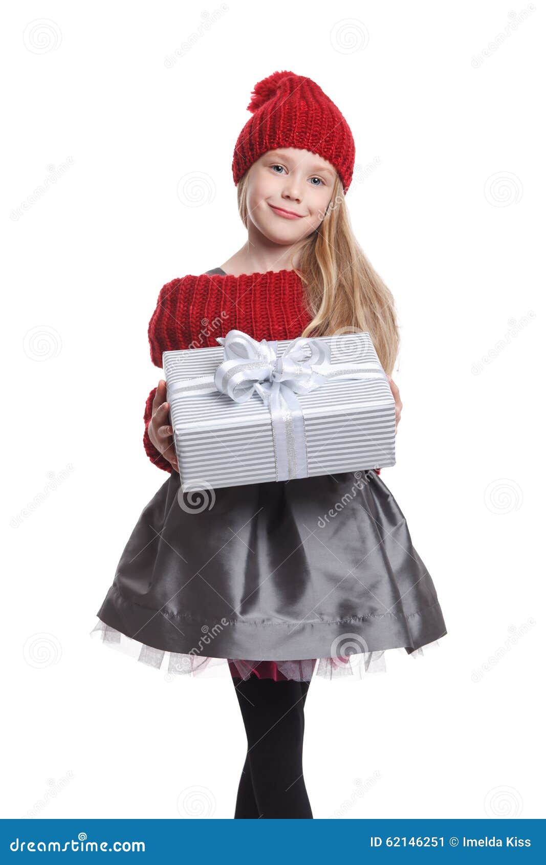 Beautiful Child Holding a Wrapped Present Stock Image - Image of ...
