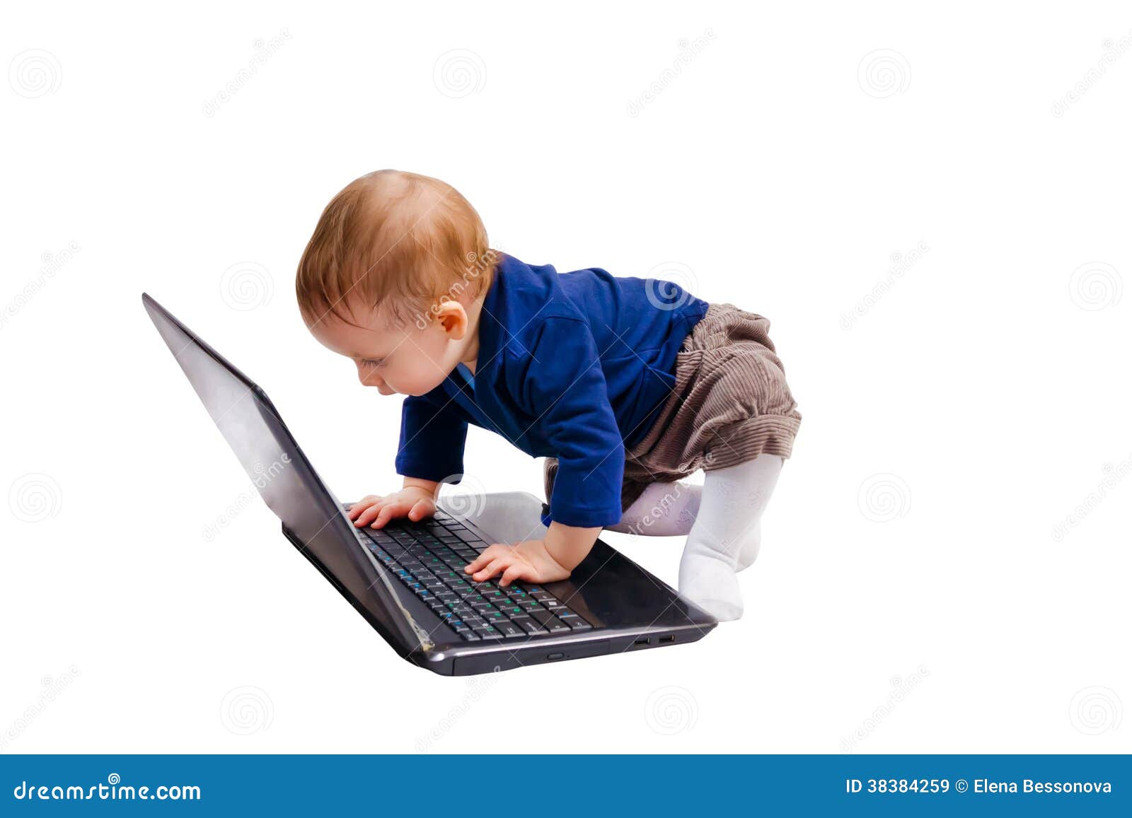 Beautiful child and laptop stock image. Image of background - 38384259