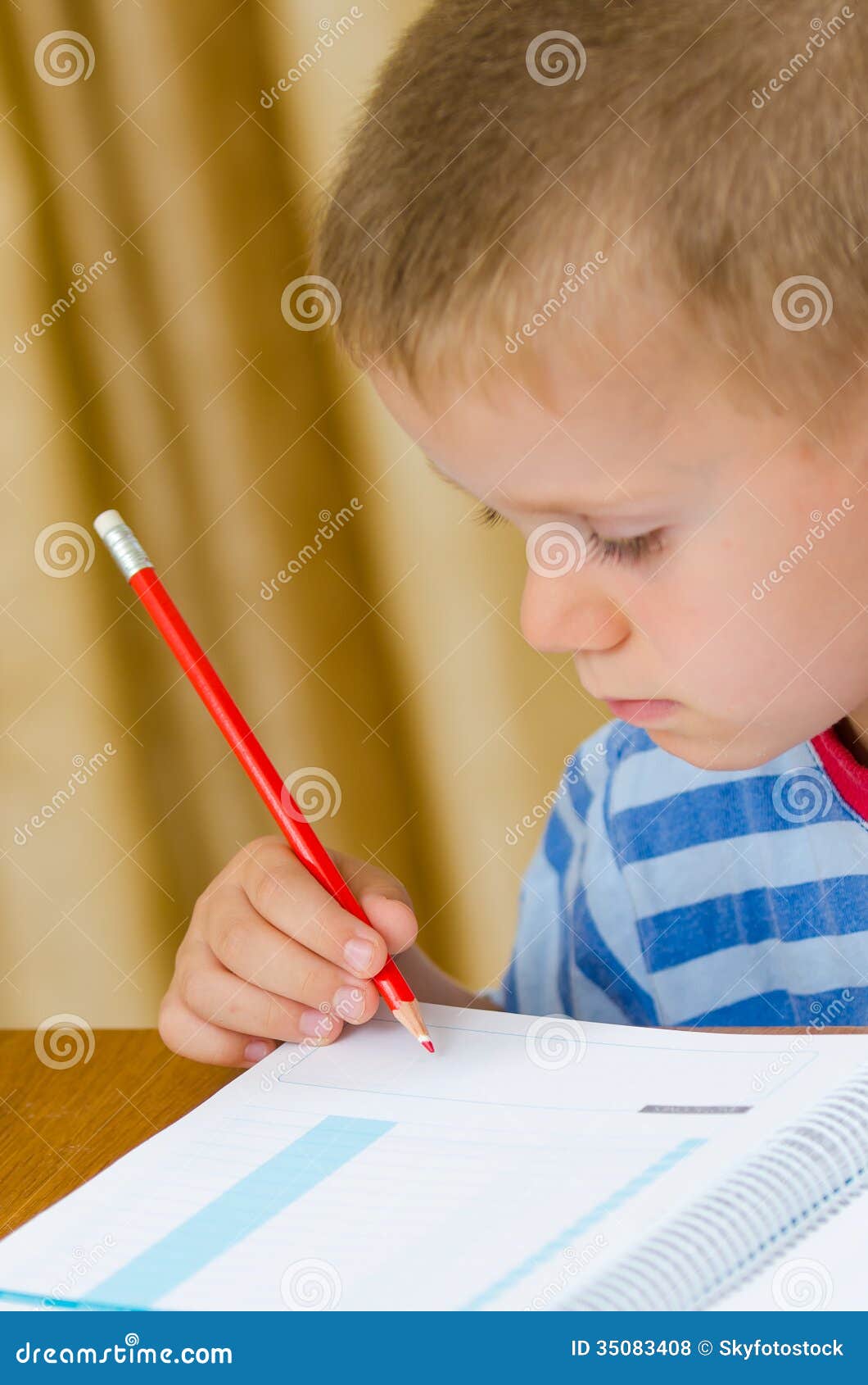 Beautiful child writing stock photo. Image of cute, childhood - 35083408