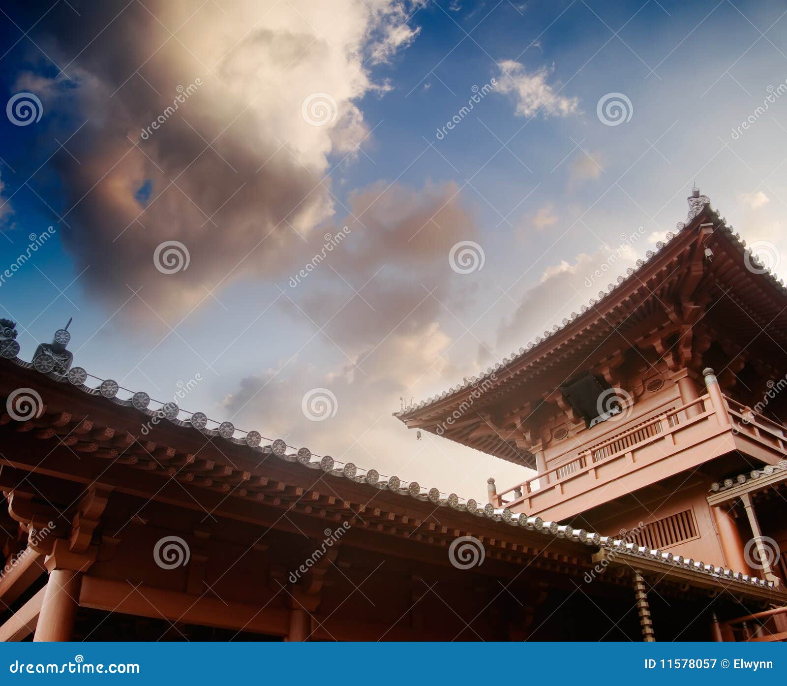 Beautiful Chinese Temple Structure with Blue Sky Stock Image - Image of ...