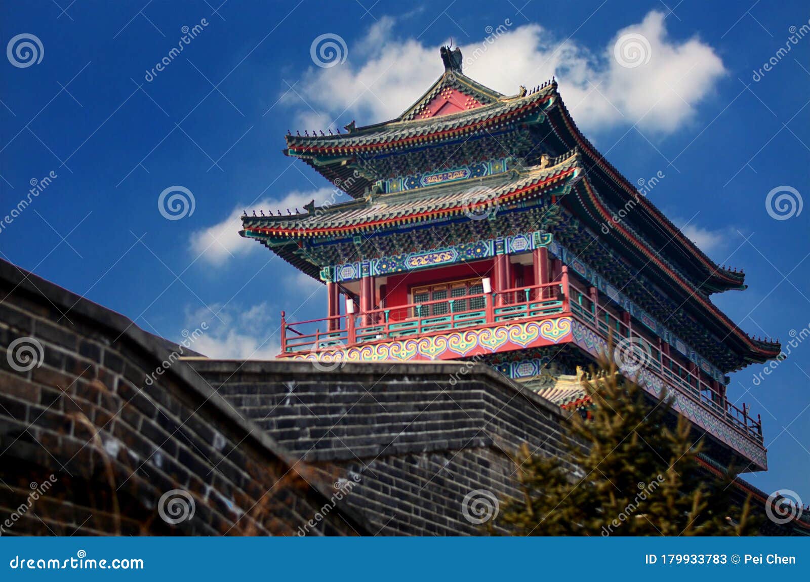 The Beautiful Chinese Tower Stock Image - Image of scenery, protection ...