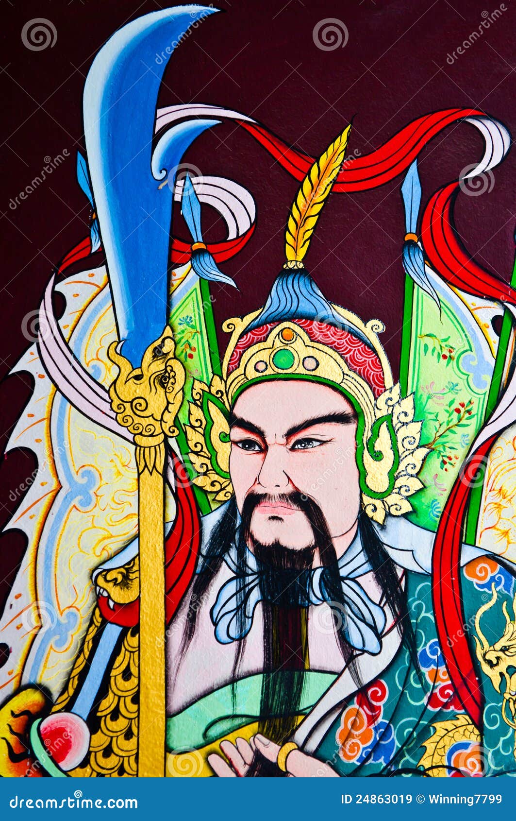 Beautiful Chinese Warrior Wall Painting Stock Image - Image of province ...