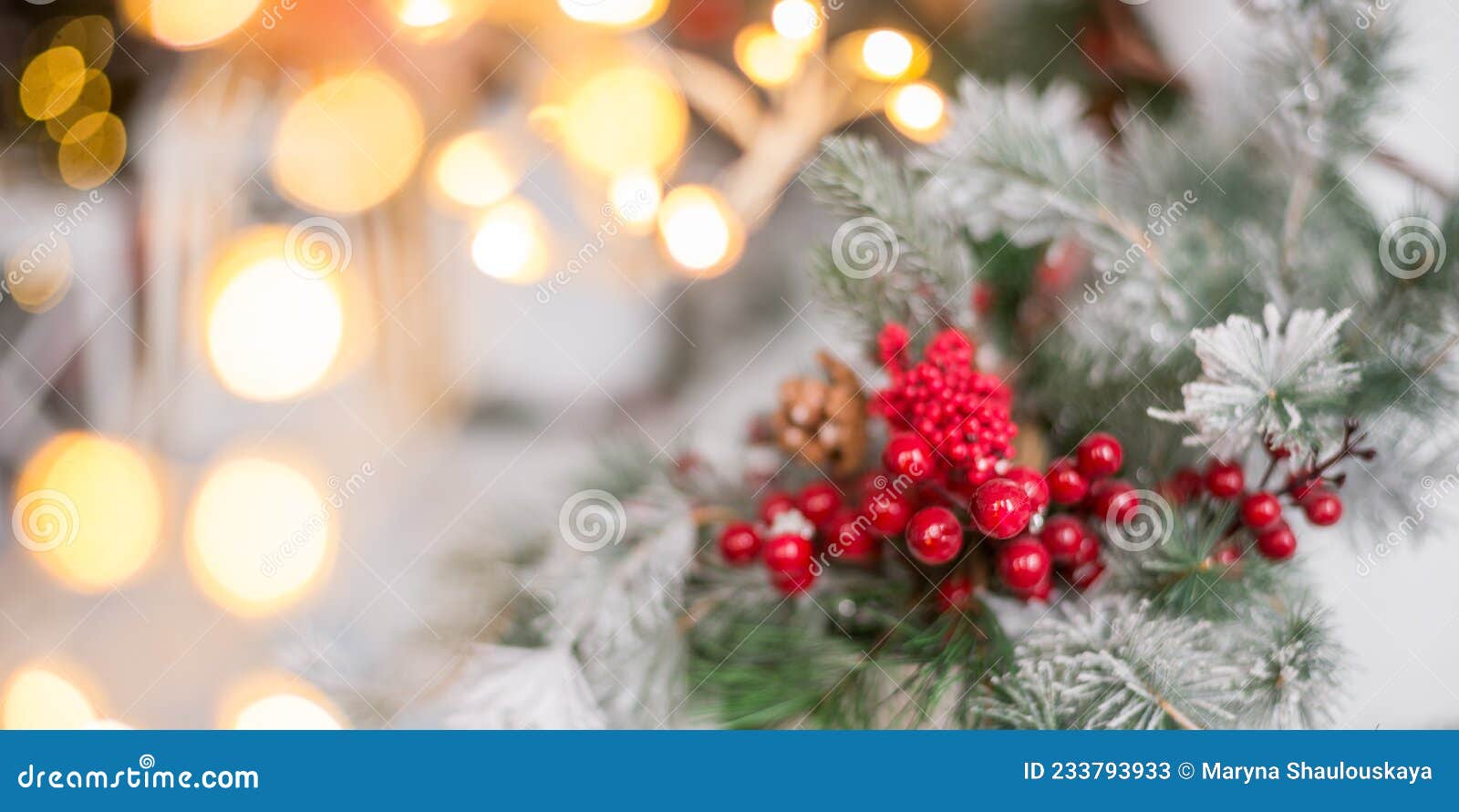 Beautiful Christmas Background with Red Berries and Lights Stock Image ...