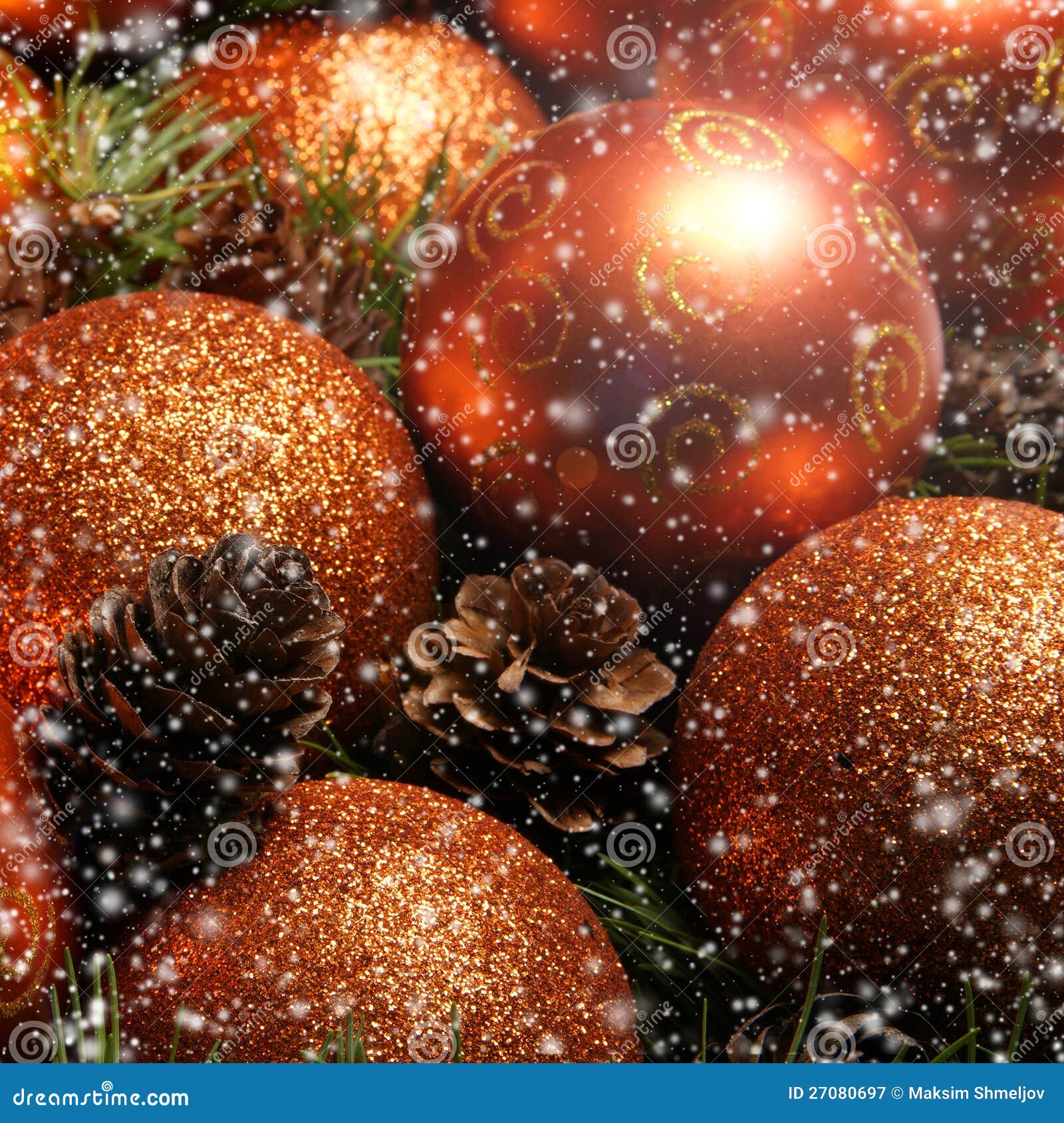 Beautiful Christmas Balls and Snow Stock Image - Image of luxury ...
