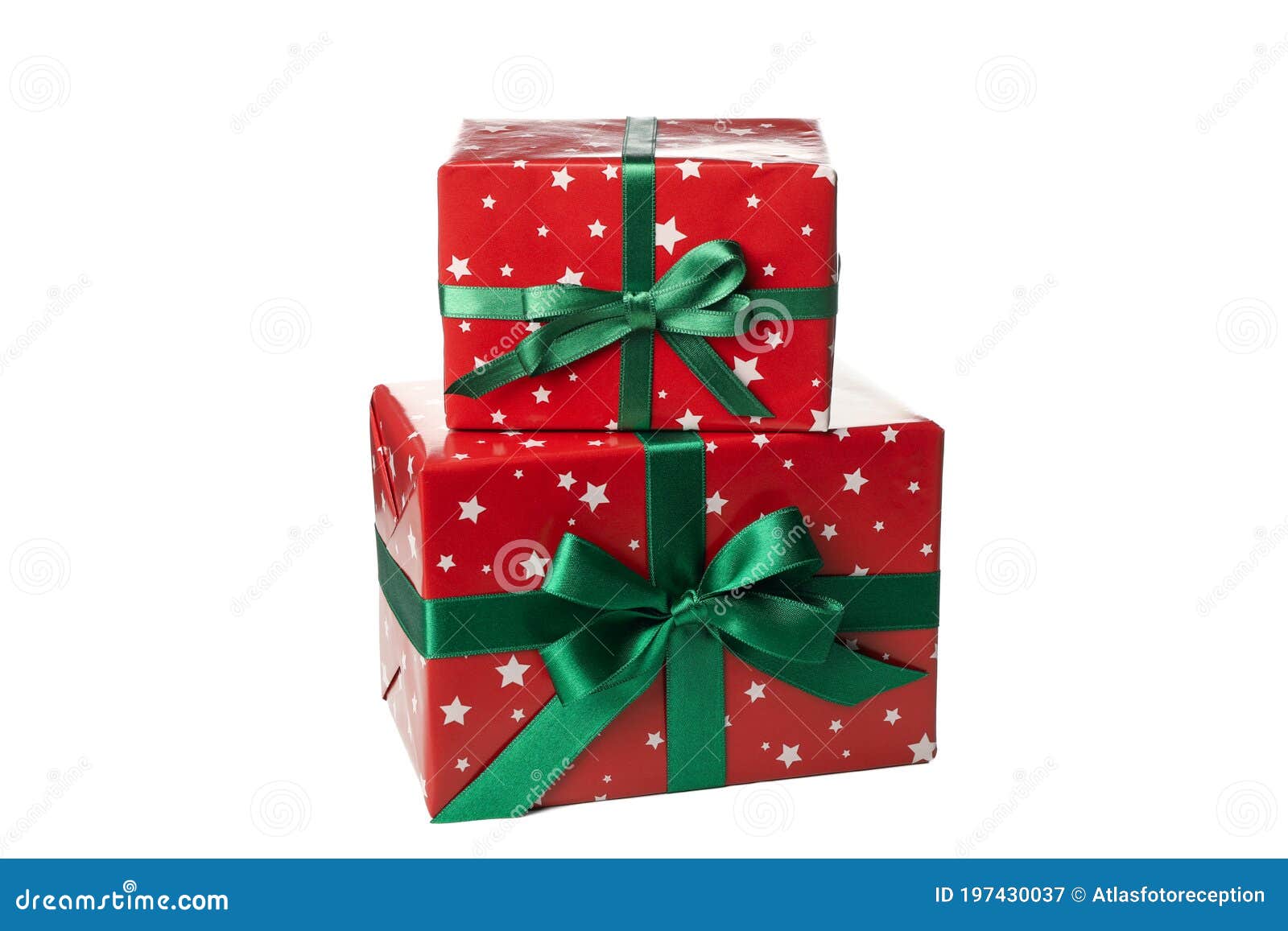 Beautiful Christmas Boxes with Bow Isolated on White Background Stock ...