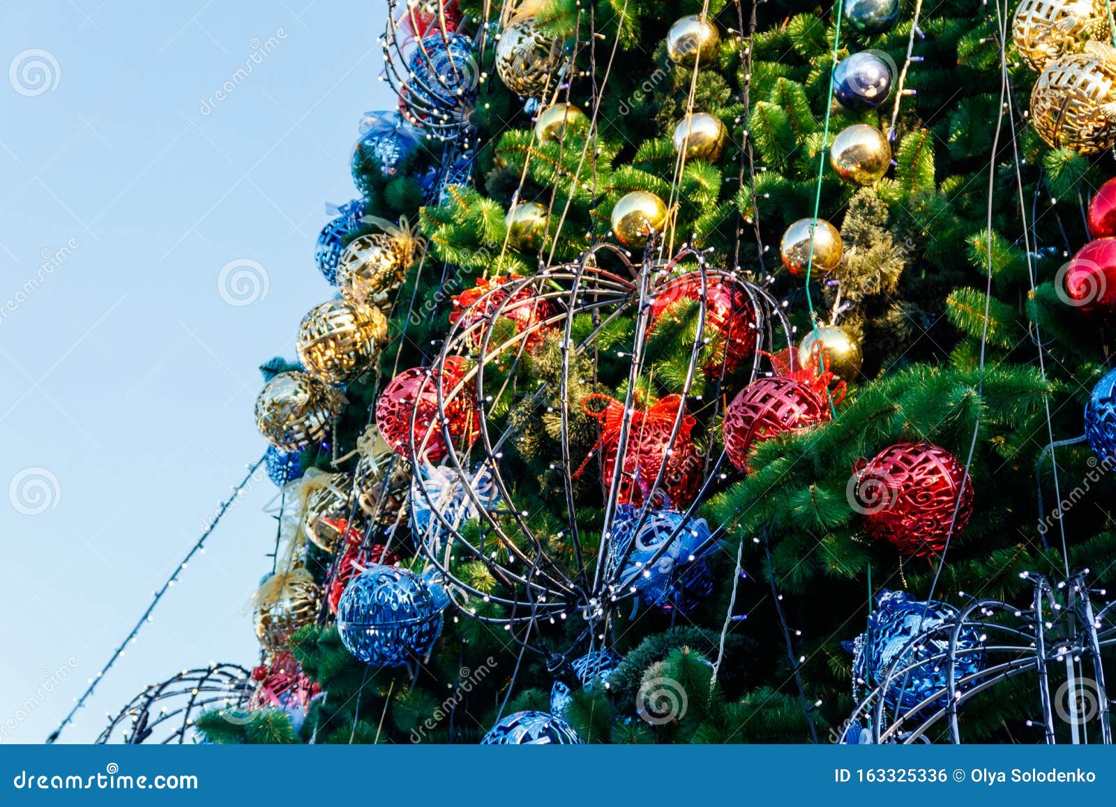 Beautiful Christmas Decorations Hanging on Christmas Tree Stock Photo ...