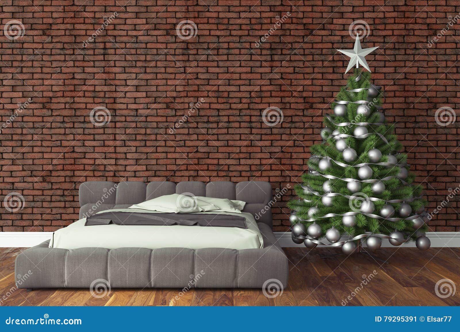 Beautiful Christmas Interior . 3D Rendering Stock Illustration ...