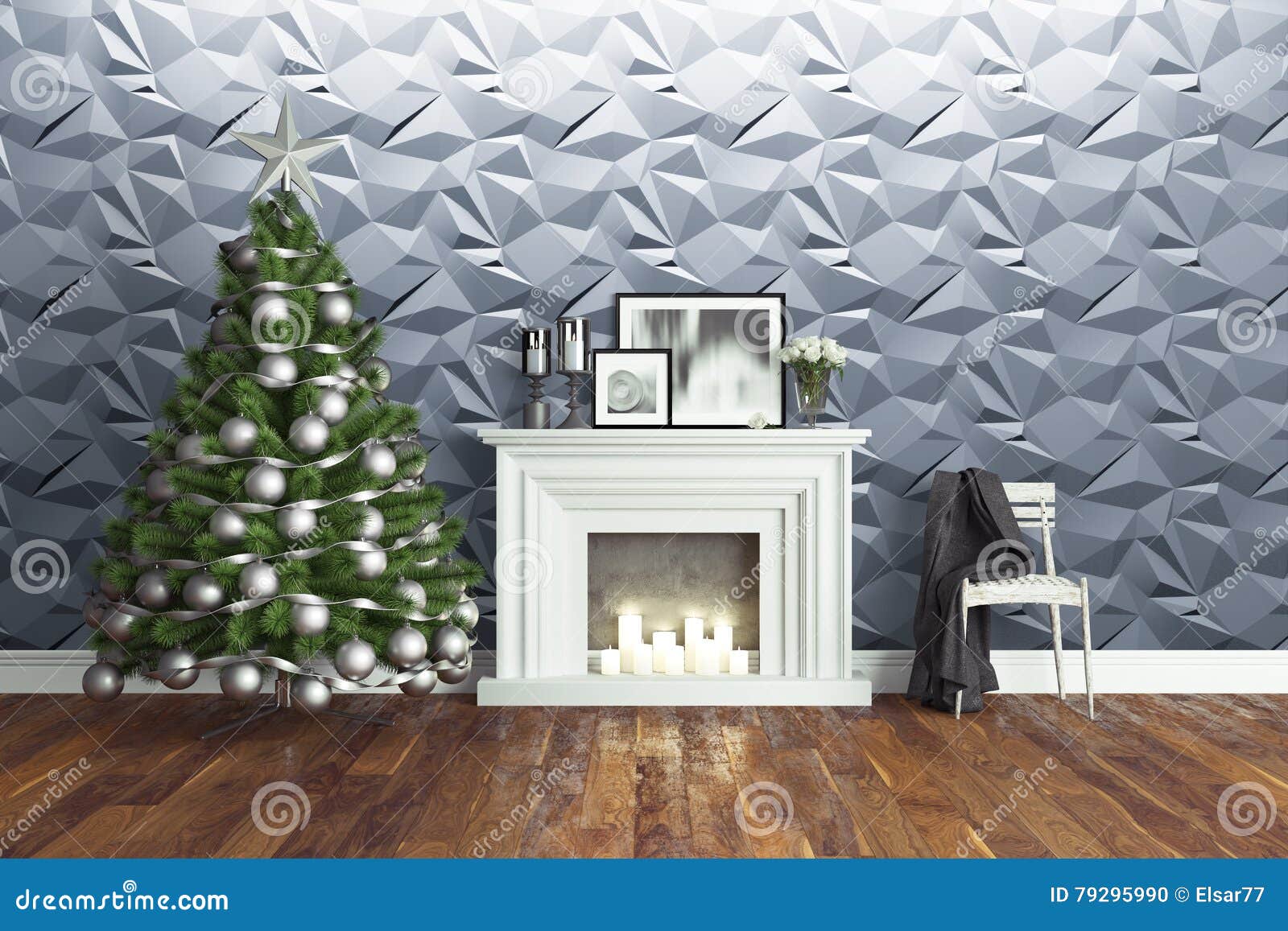 Beautiful Christmas Interior . 3D Rendering Stock Illustration ...